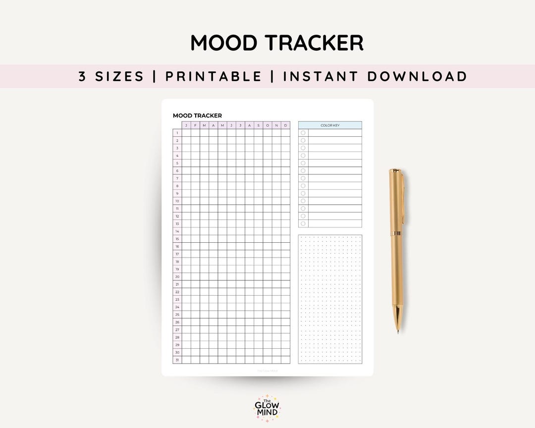 Printable Mood Tracker, Digital Download Mood Tracking Template, A4, A5 ...