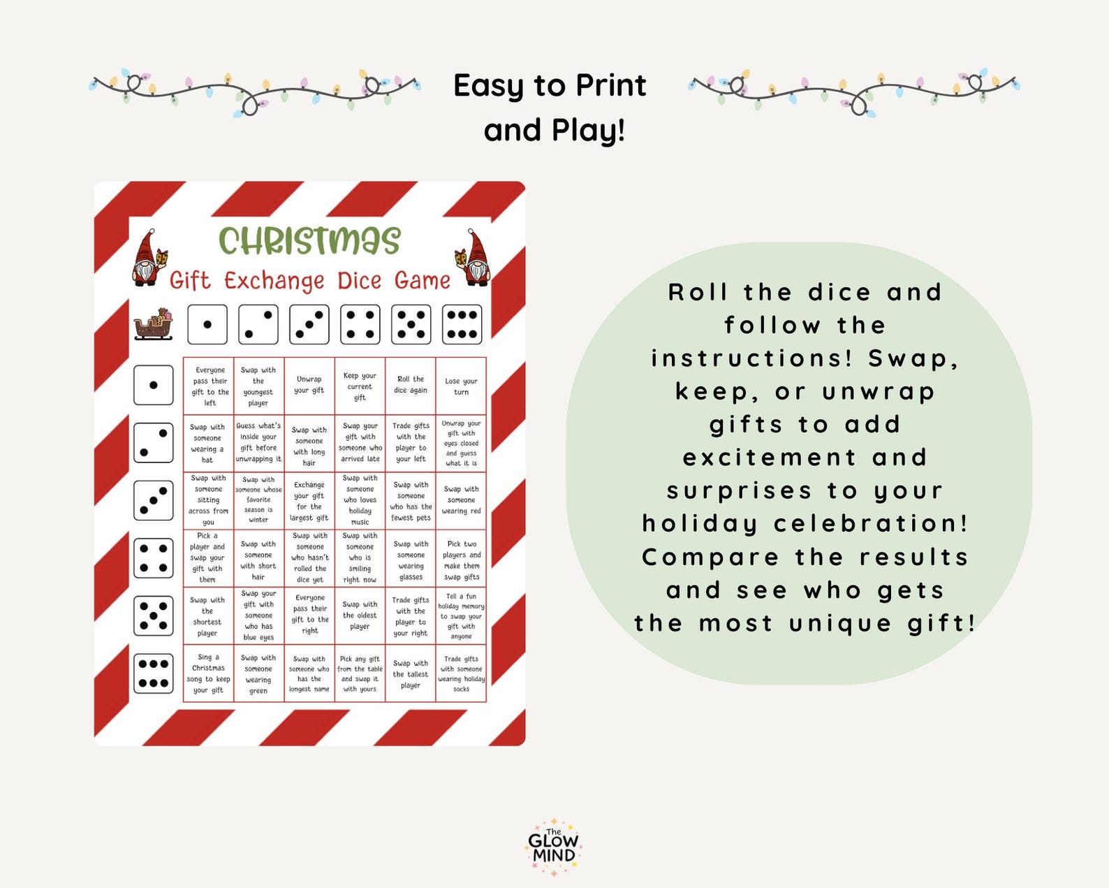 Christmas Dice Game for Fun Gift Exchanges, Interactive Christmas Game ...