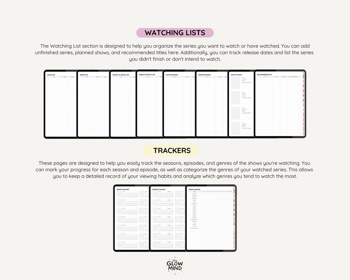 Digital Movie & Series Journal: Hyperlinked Planner (PDF) - Etsy