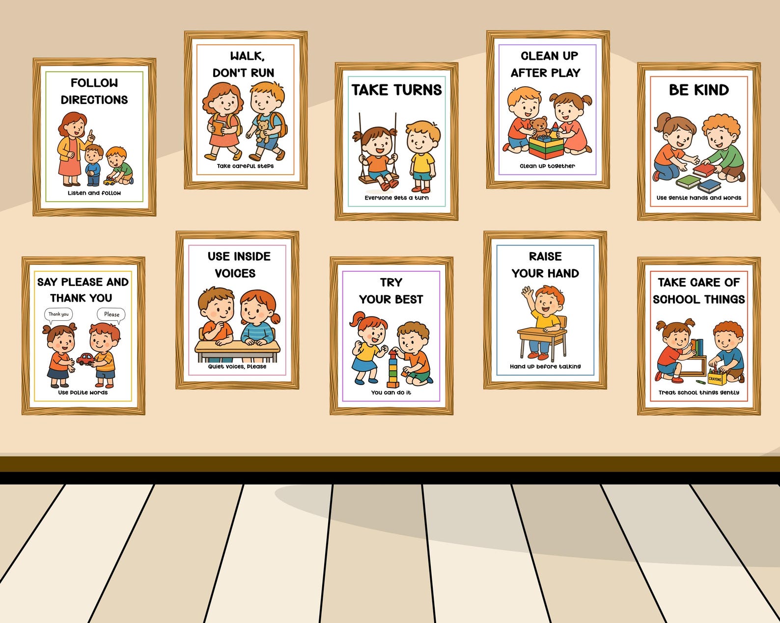 Classroom Rules Posters: Bright & Positive Signs (printable PDF ...
