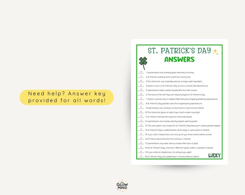 St. Patrick's Day True or False Game: Irish Trivia (PDF) - Etsy