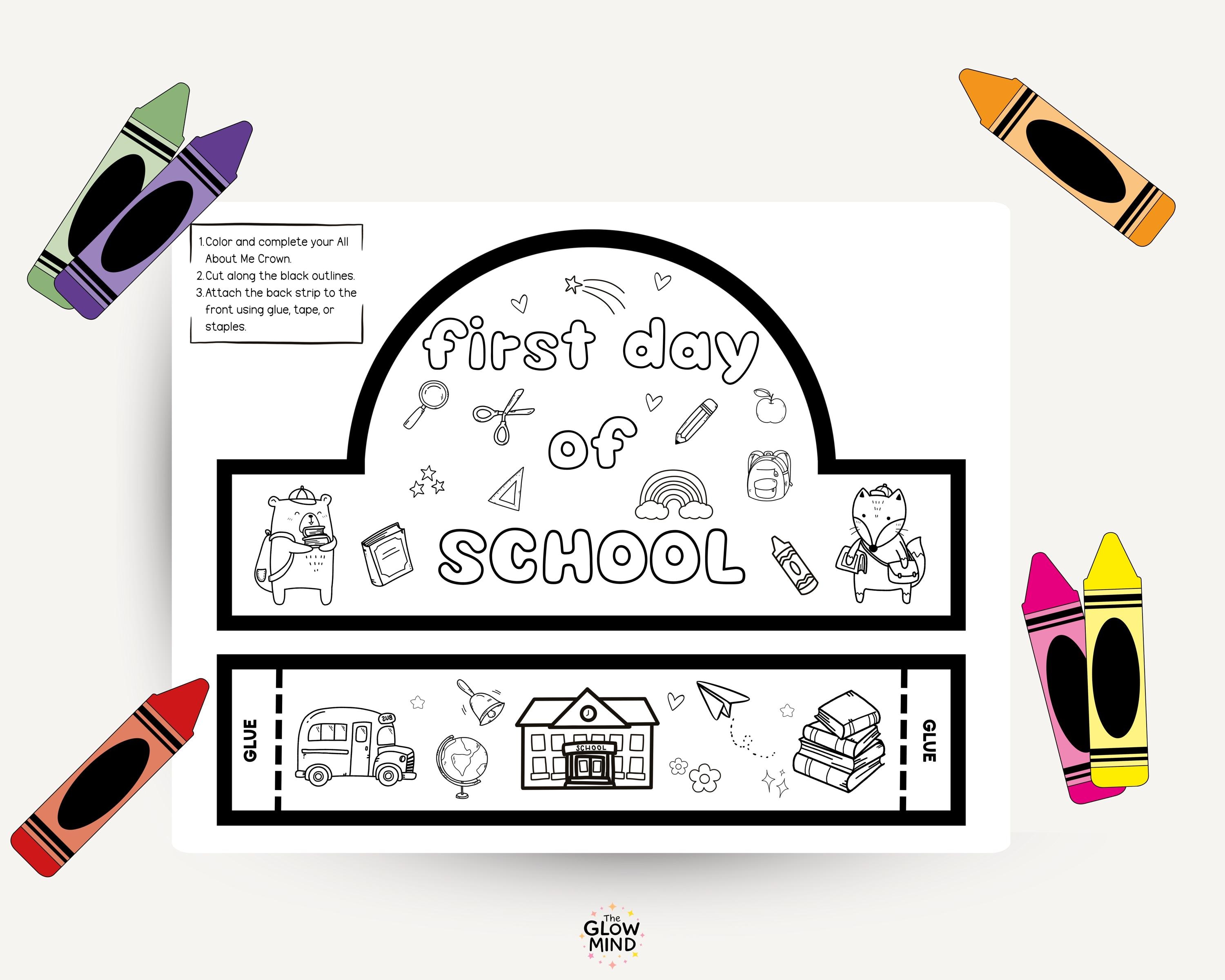 First Day of School Paper Crown: DIY Printable Craft (PDF Download) - Etsy