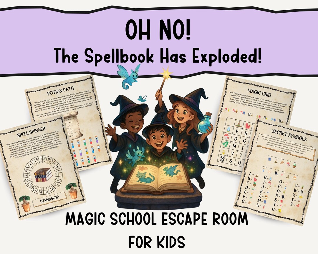 Magic School Escape Room Game for Kids, Magic School Spellbook Puzzle ...