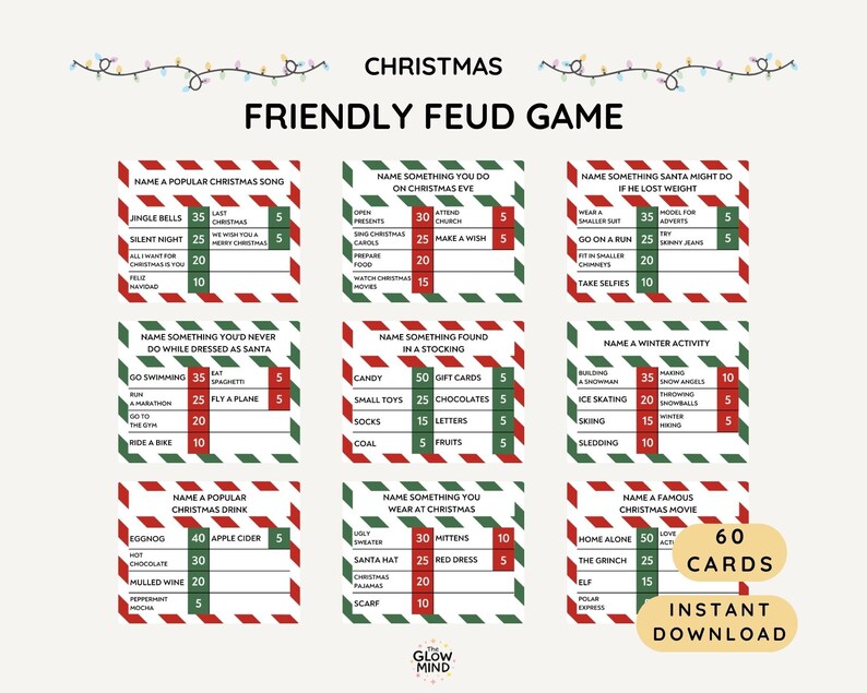 Christmas Friendly Feud Game, Printable Christmas Feud Questions ...