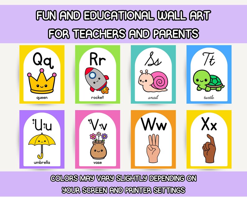 Alphabet Posters A-Z | 4 Learning Styles | Cursive, ASL, Letter ...