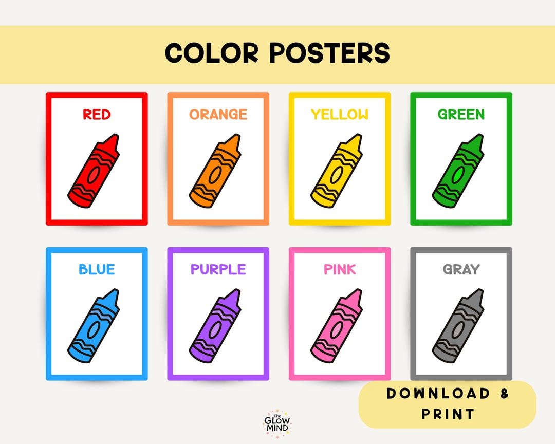 Crayon Color Posters: Classroom Decor, Preschool Learning (PDF Download ...