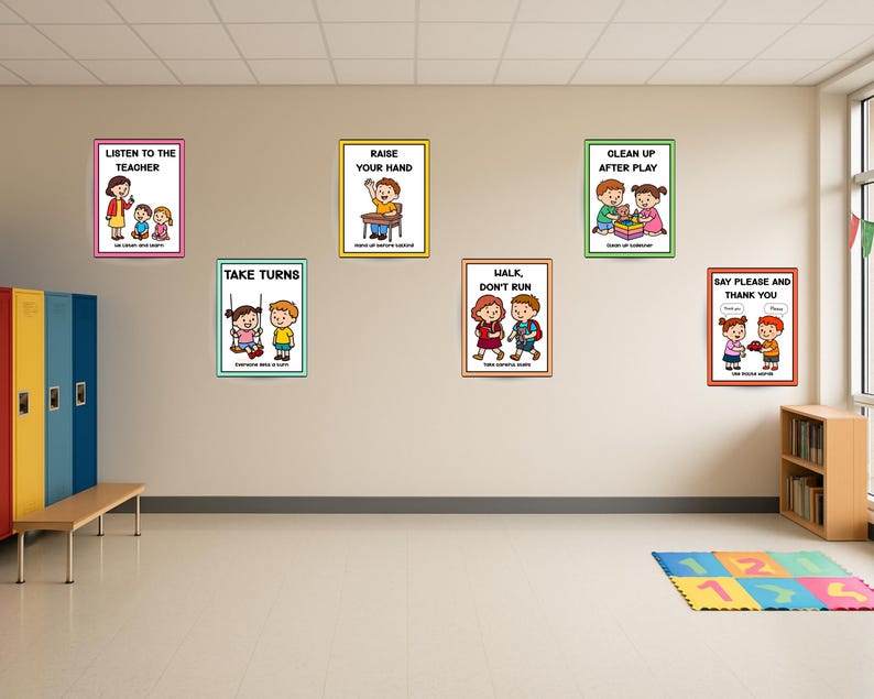 Classroom Rules Posters, Bright & Positive Behavior Charts, Colorful ...