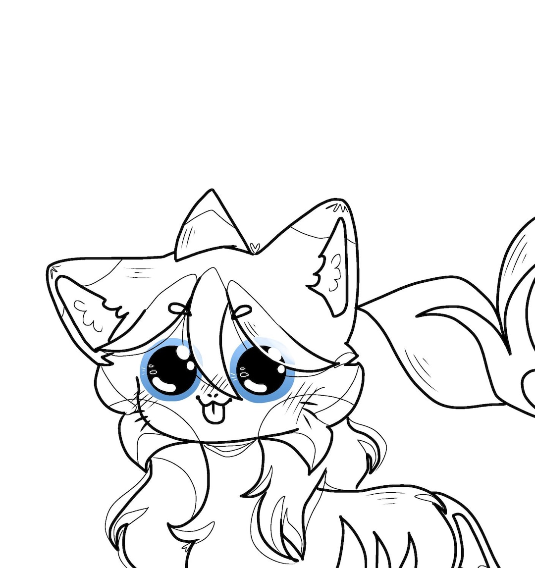 Just Lineart Cute Happy Side Wall Pose Goofy Funny Ych Commision ...