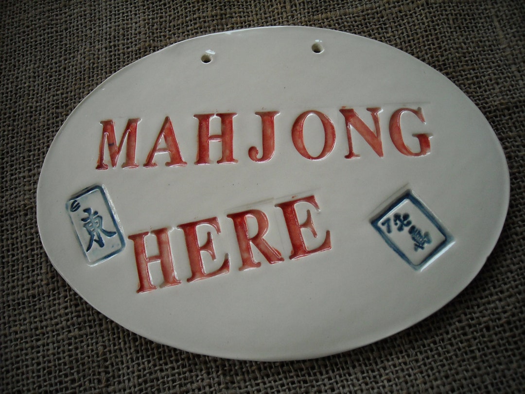 Mahjong Sign Mahjong Gift Mahjong Here Sign Mahjong Pottery - Etsy