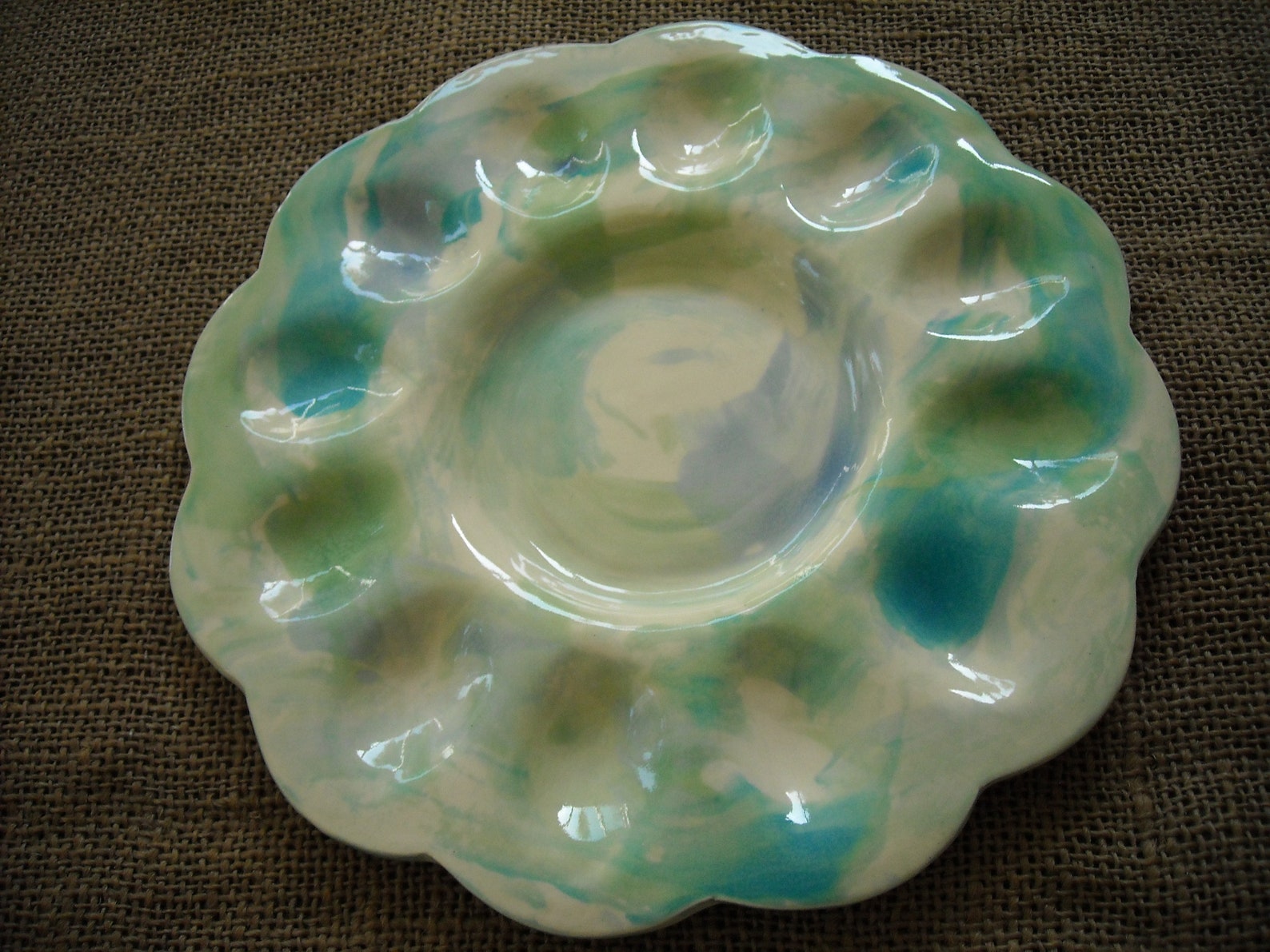 Ceramic Deviled Egg Plate Handmade Ceramic Egg Dish Oyster - Etsy