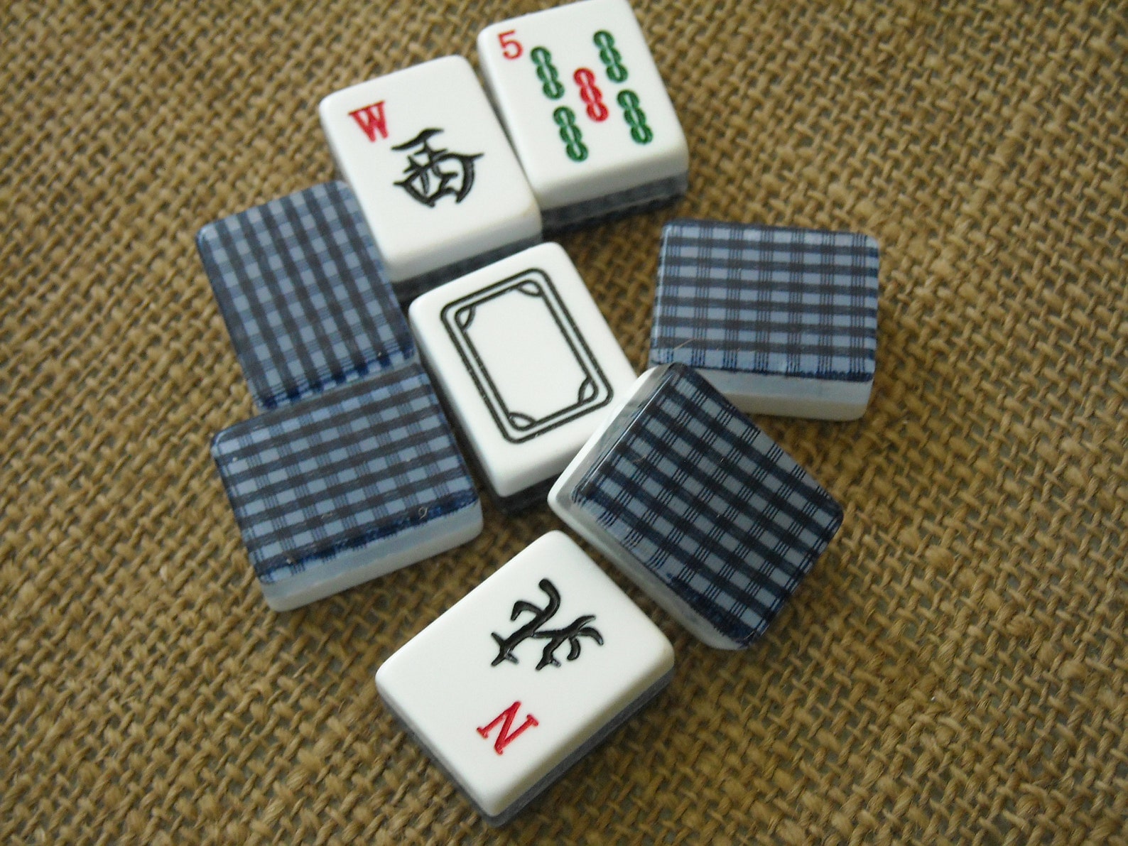 8 Blue Plaid Mahjong Tiles Colorful Mahjong Tiles Mah Jong - Etsy