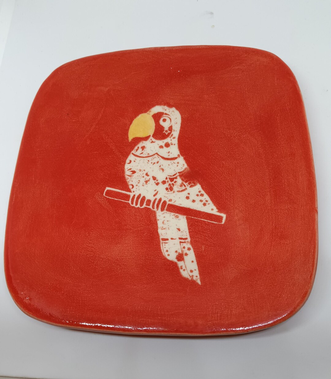 Parrot Plate - Tropical Bird - Parrot Dish - Tropical Pottery - Etsy