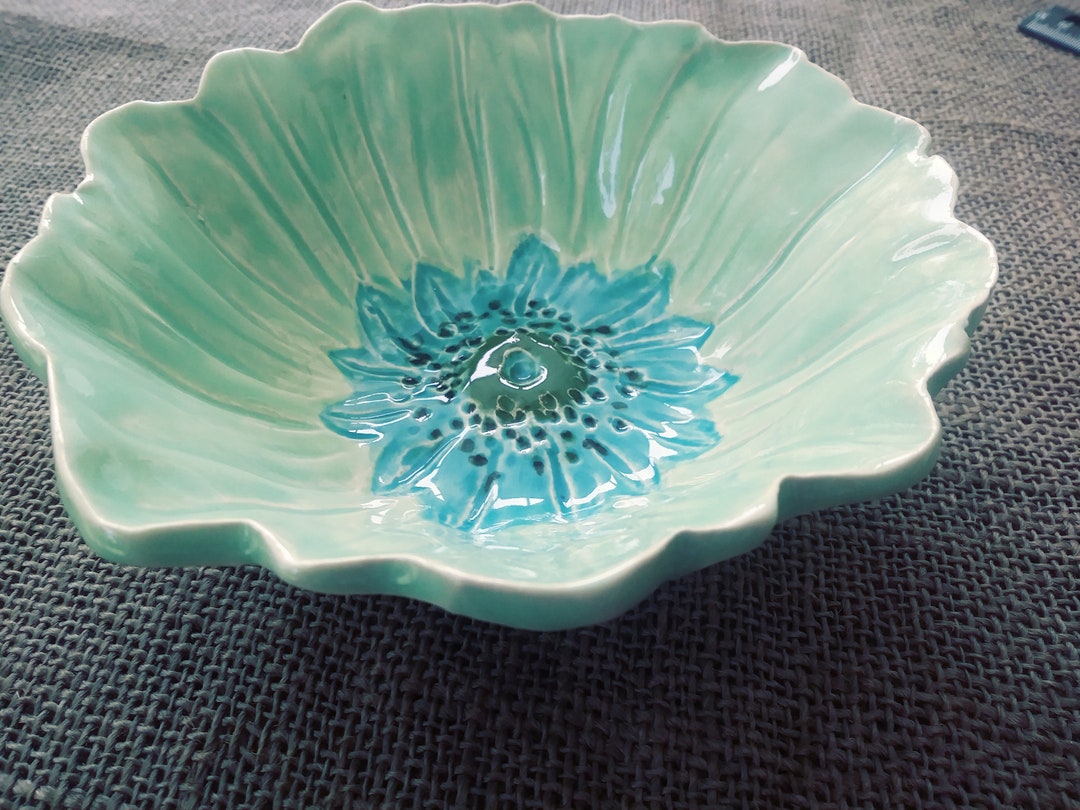 Green Poppy Bowl - Flower Pottery - Flower Pottery - Home Decor ...