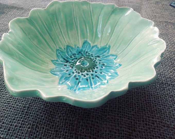 Green Poppy Bowl - Flower Pottery - Flower Pottery - Home Decor ...