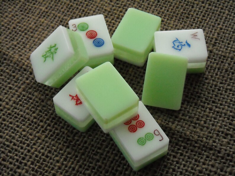 8 Green Mahjong Tiles Mah jong Tiles for Crafts Oriental | Etsy