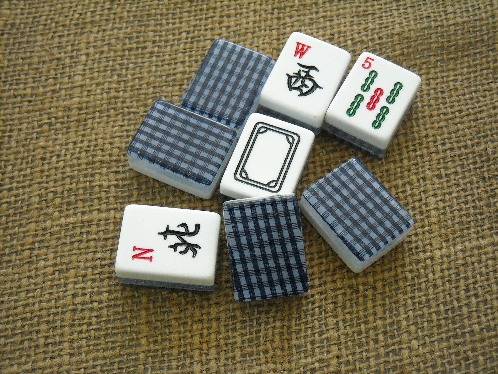 8 Blue Plaid Mahjong Tiles Colorful Mahjong Tiles Mah Jong - Etsy