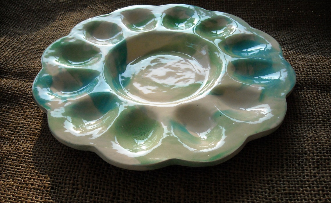 Ceramic Deviled Egg Plate Handmade Ceramic Egg Dish | Etsy