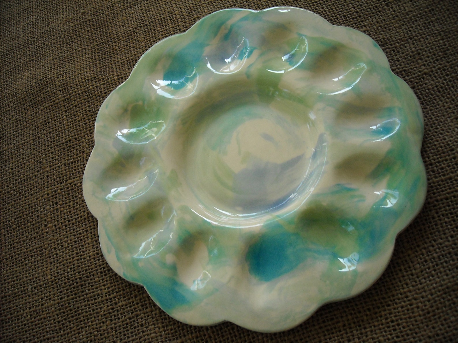 Ceramic Deviled Egg Plate Handmade Ceramic Egg Dish Oyster - Etsy