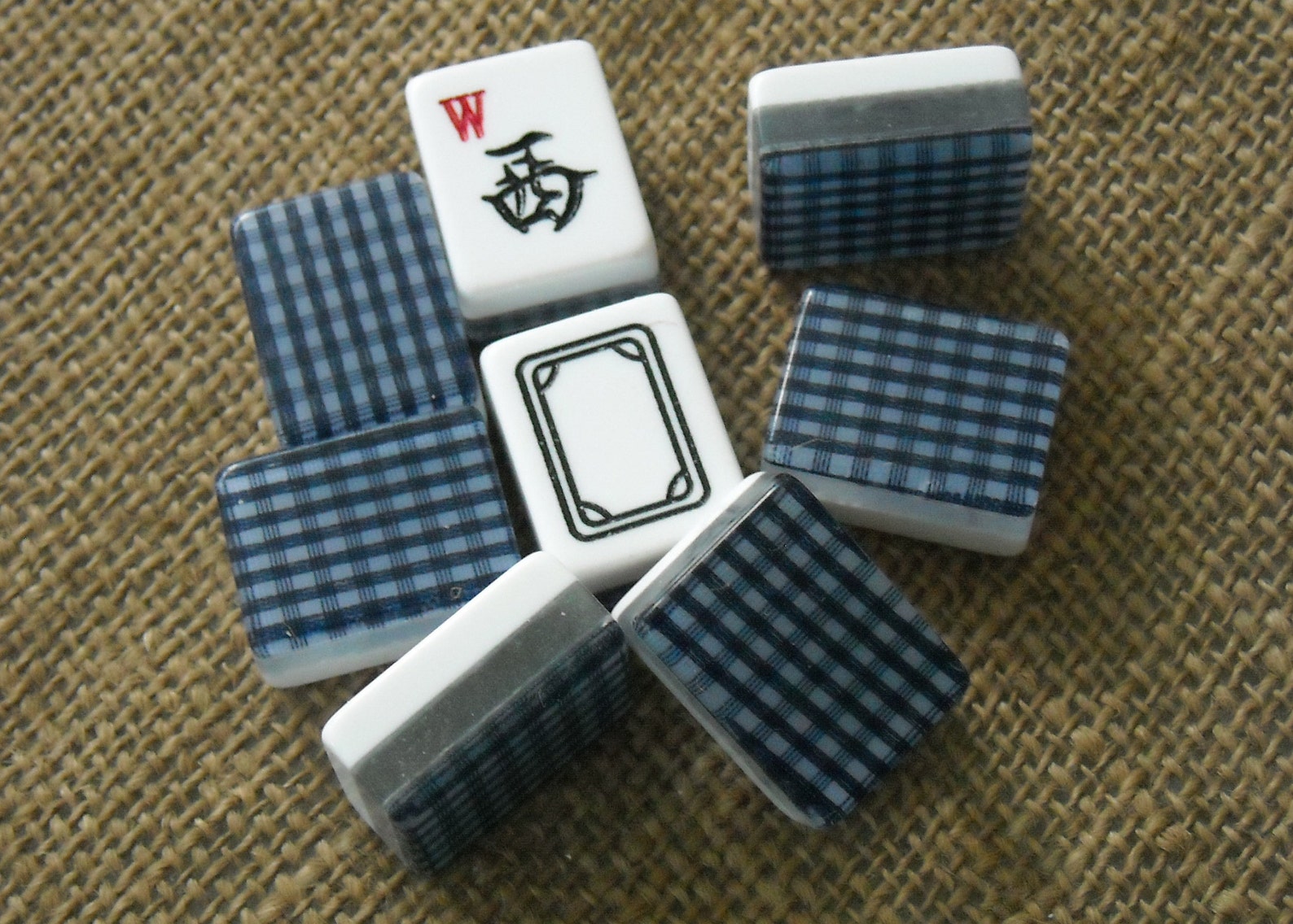 8 Blue Plaid Mahjong Tiles Colorful Mahjong Tiles Mah Jong - Etsy
