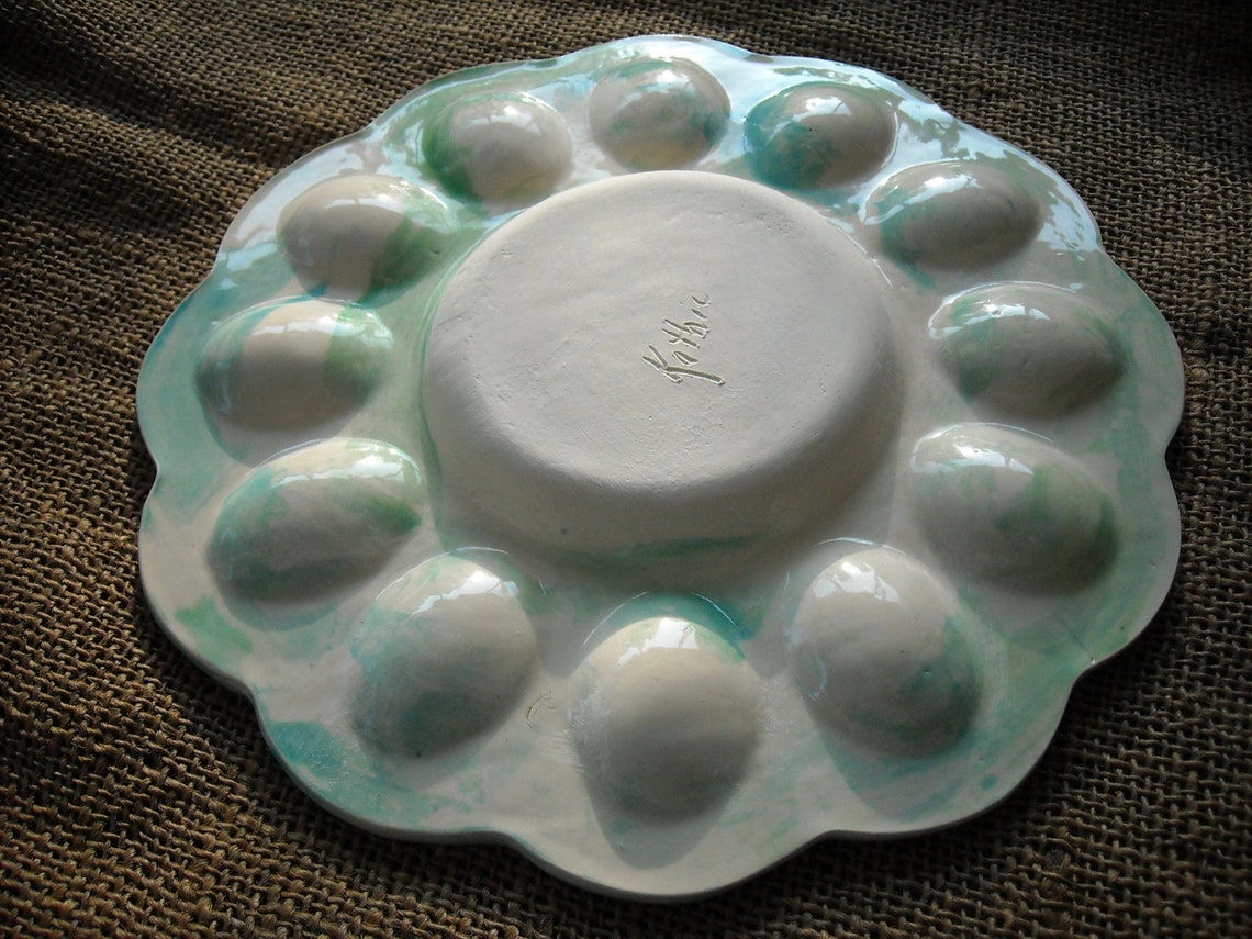 Ceramic Deviled Egg Plate Handmade Ceramic Egg Dish | Etsy