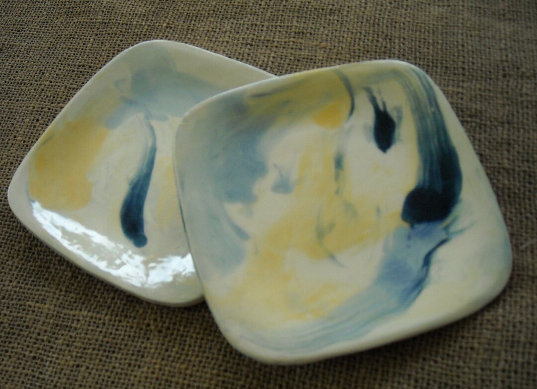 Abstract Art Dish - Handmade Colorful Snack Plate - Handmade Pottery ...