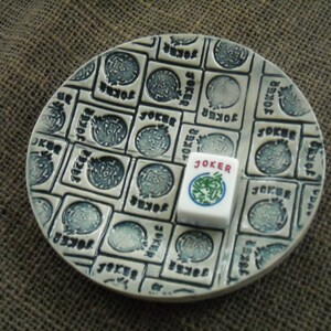Mahjong Pottery Gift Handmade Ceramic Mahjong Dish Mahjong Player Gift ...
