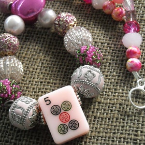 Pink Mahjong Necklace - Mahjong Player Gift - Mahjong Jewelry - Mahjong ...