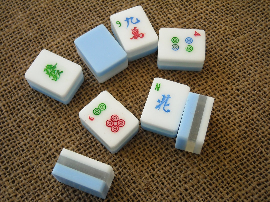 8 Blue Mahjong Tiles Mahjong Tiles for Crafts Mahjong Crafts Triple ...