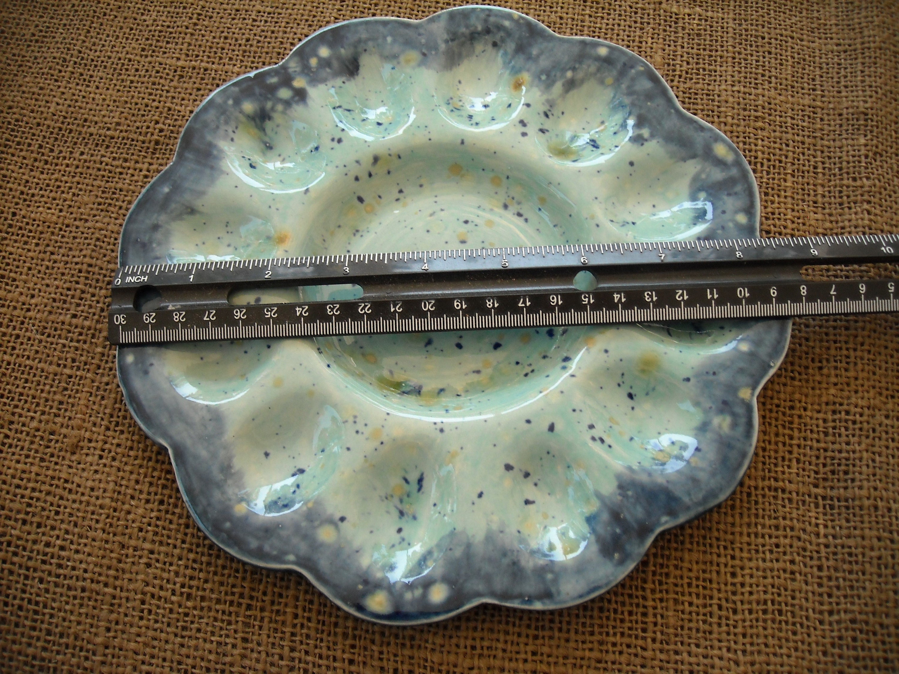 Ceramic Deviled Egg Plate Handmade Ceramic Egg Dish Blue | Etsy
