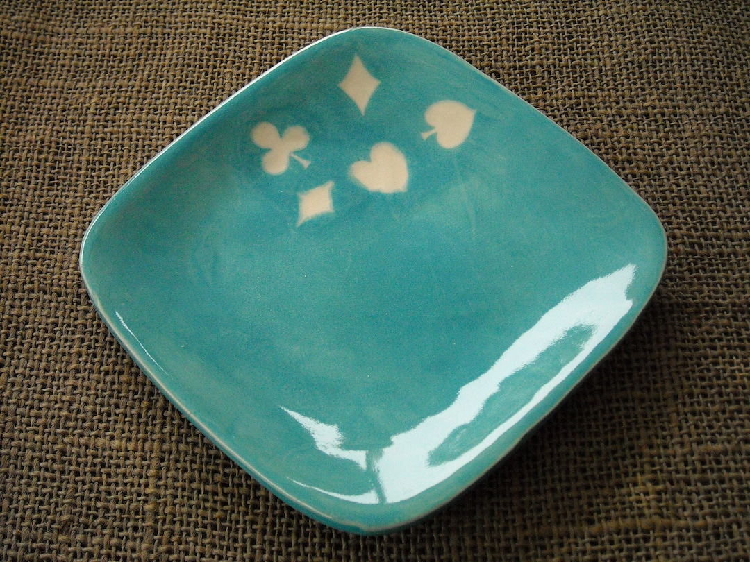 Card Player Dish Poker Party Dish Bridge Player Dish Snack Plates Card ...