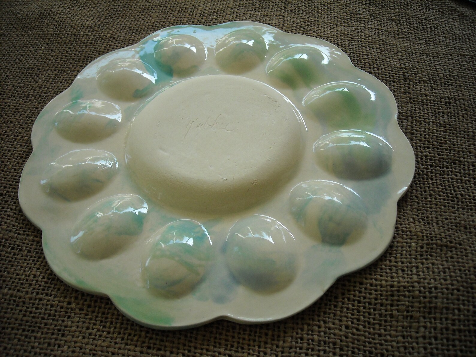 Ceramic Deviled Egg Plate Handmade Ceramic Egg Dish Oyster - Etsy