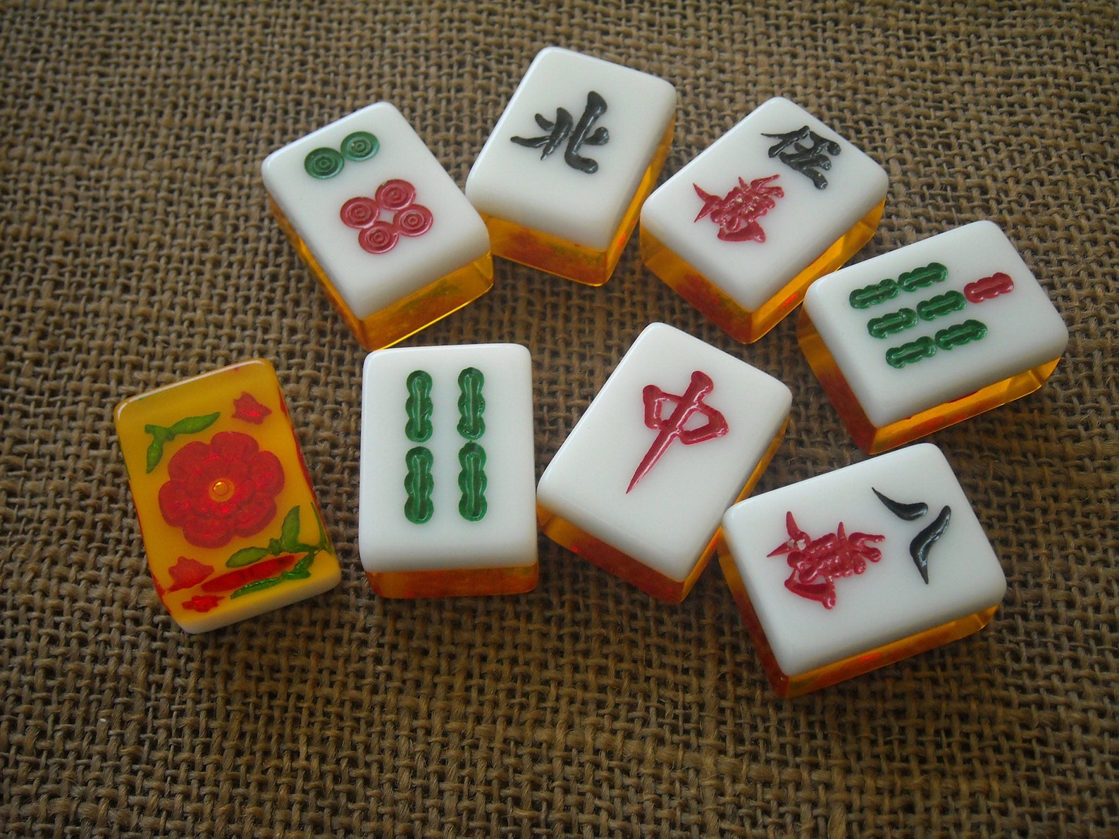 8 Mahjong Tiles Mah Jong Tiles for Crafts Oriental Crafts | Etsy