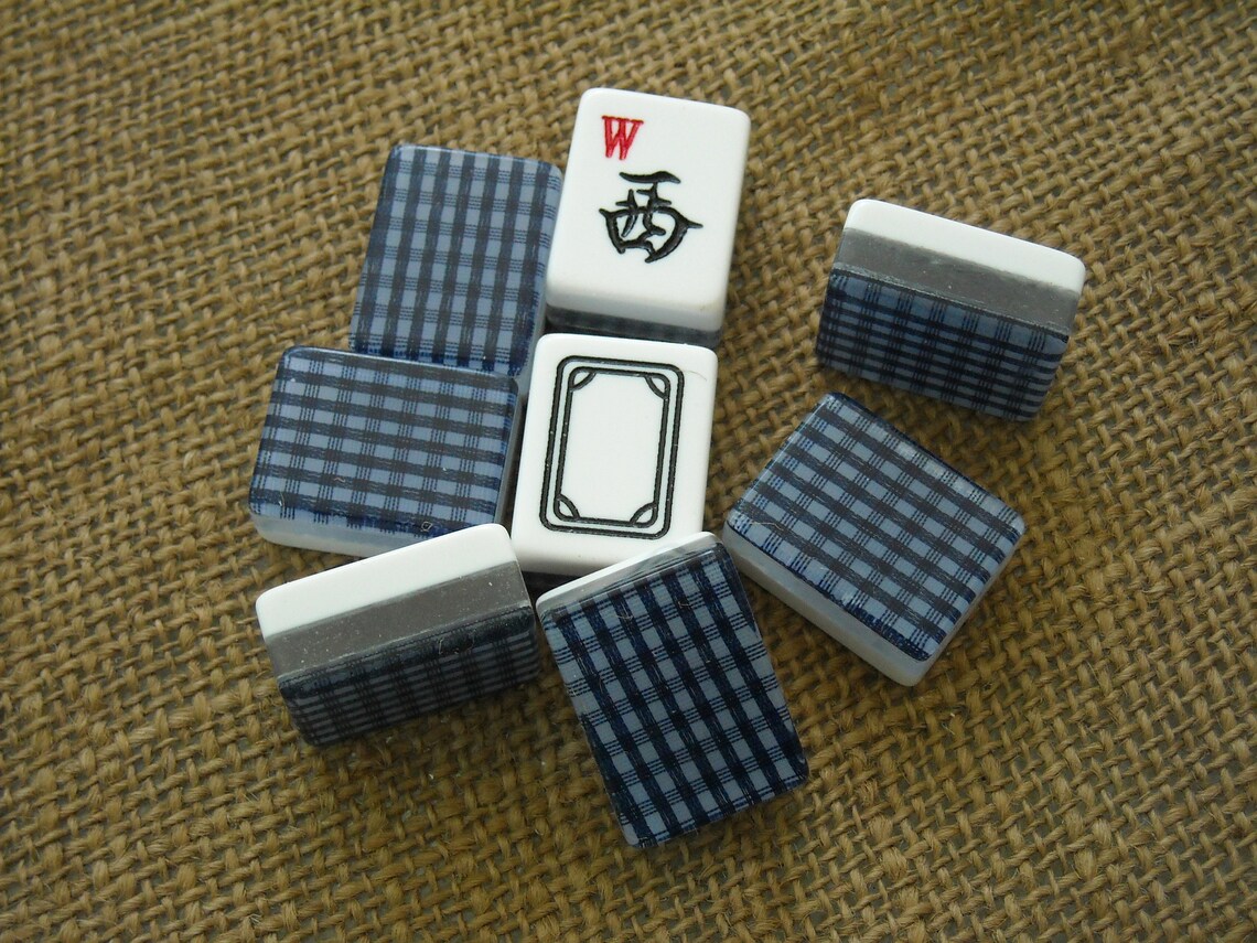 8 Blue Plaid Mahjong Tiles Colorful Mahjong Tiles Mah Jong - Etsy