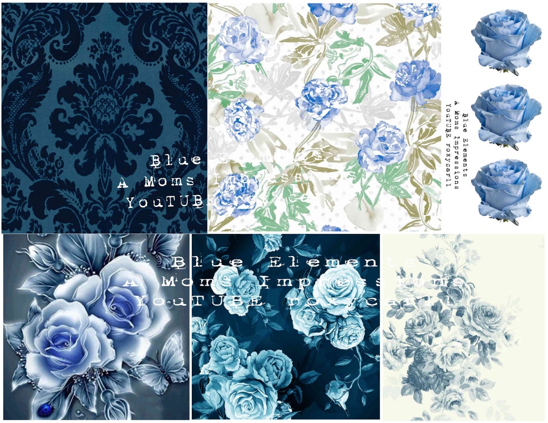 Blue Elements Collage , Digital Sheet, 6 Files Down Load - Etsy