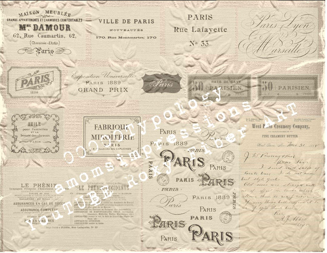 Typology Collage Tear Sheet, Digital, French, Ephemera - Etsy