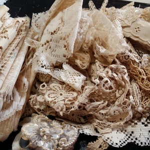 Snippet Bundles, Dyed Vintage, New, Lace,fabric Scraps,remnants ...