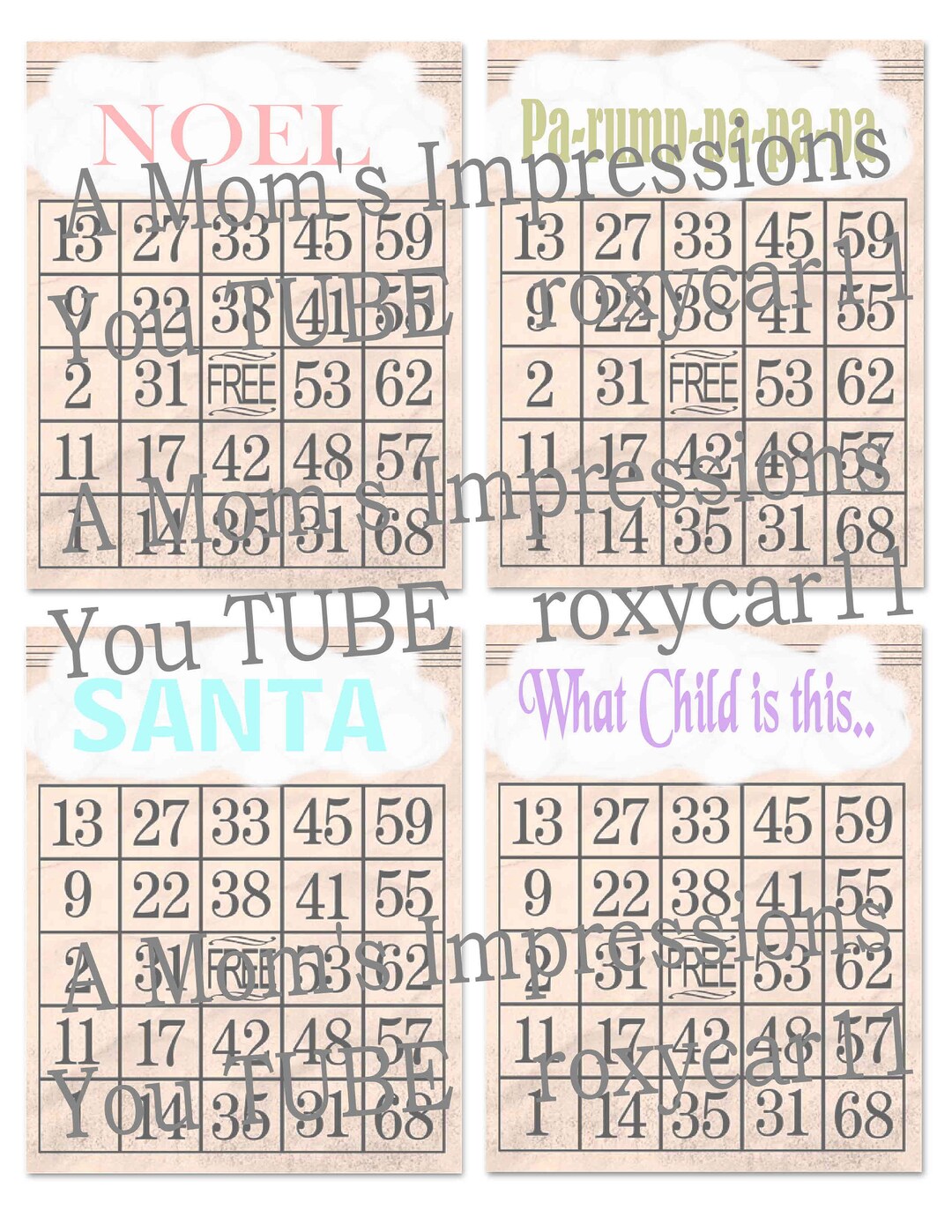 Christmas Bingo Cards Digital File " Collage Sheet" - Etsy