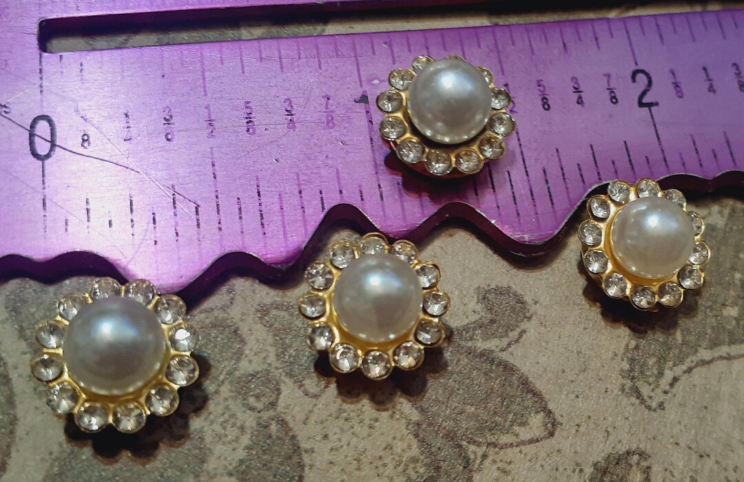 Ivory Pearl Rhinestone Flower Centers: Bling Embellishments (4 Pcs) - Etsy