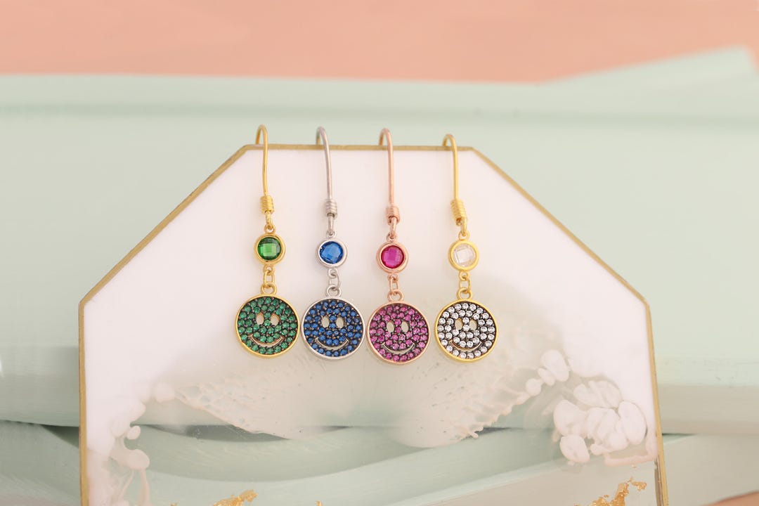 Shine Bright With Smiley Face Stone Earrings That Add a Touch of Joy to ...