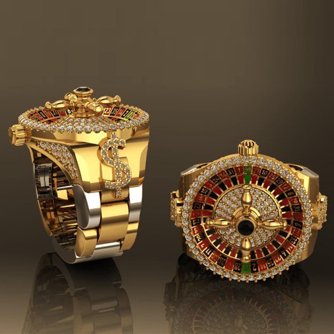 14K Gold Roulette Ring – Modern, Elegant, and Bold Design. Add a Unique ...