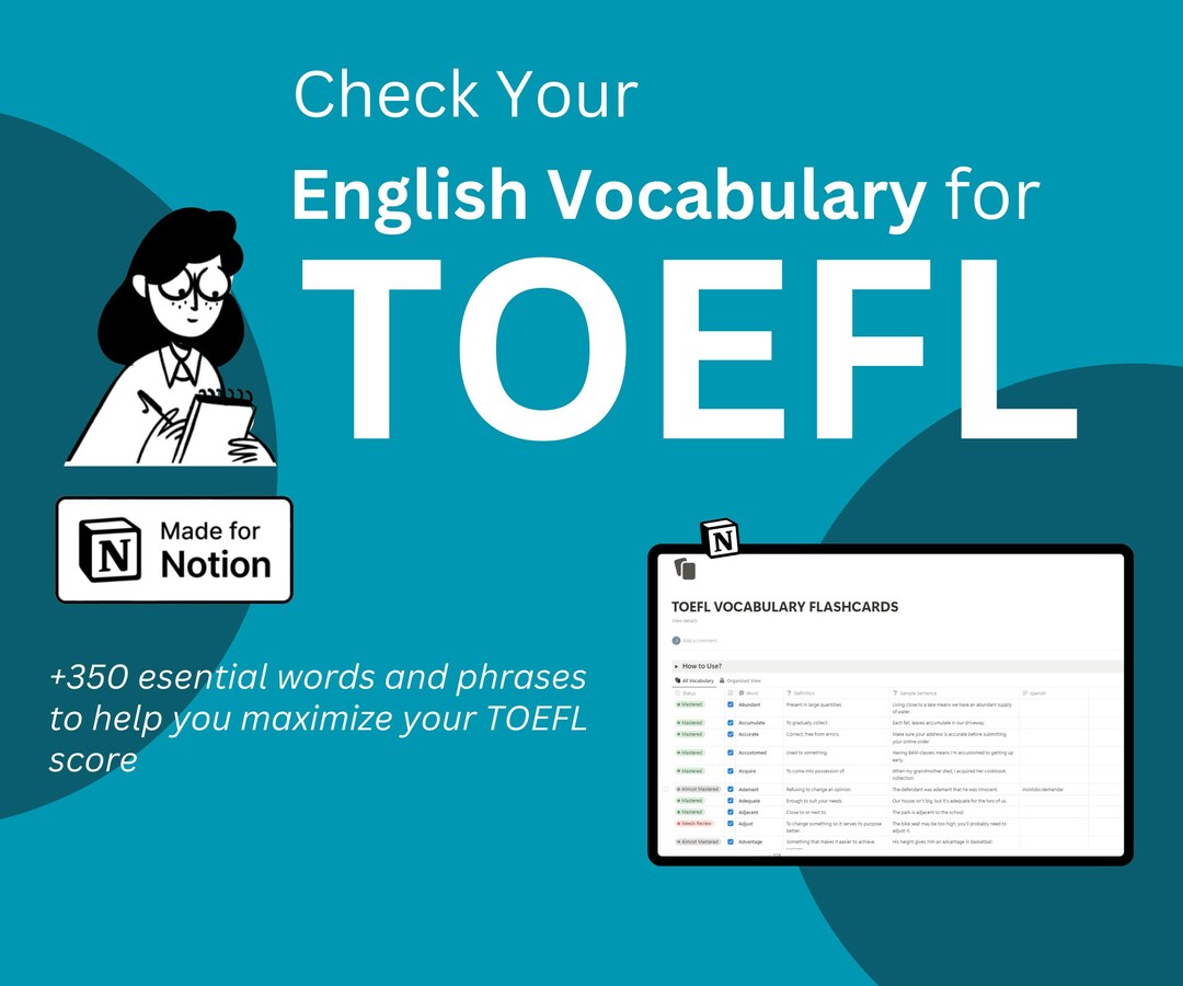 350 Essential Words for the TOEFL Vocabulary Words - Etsy