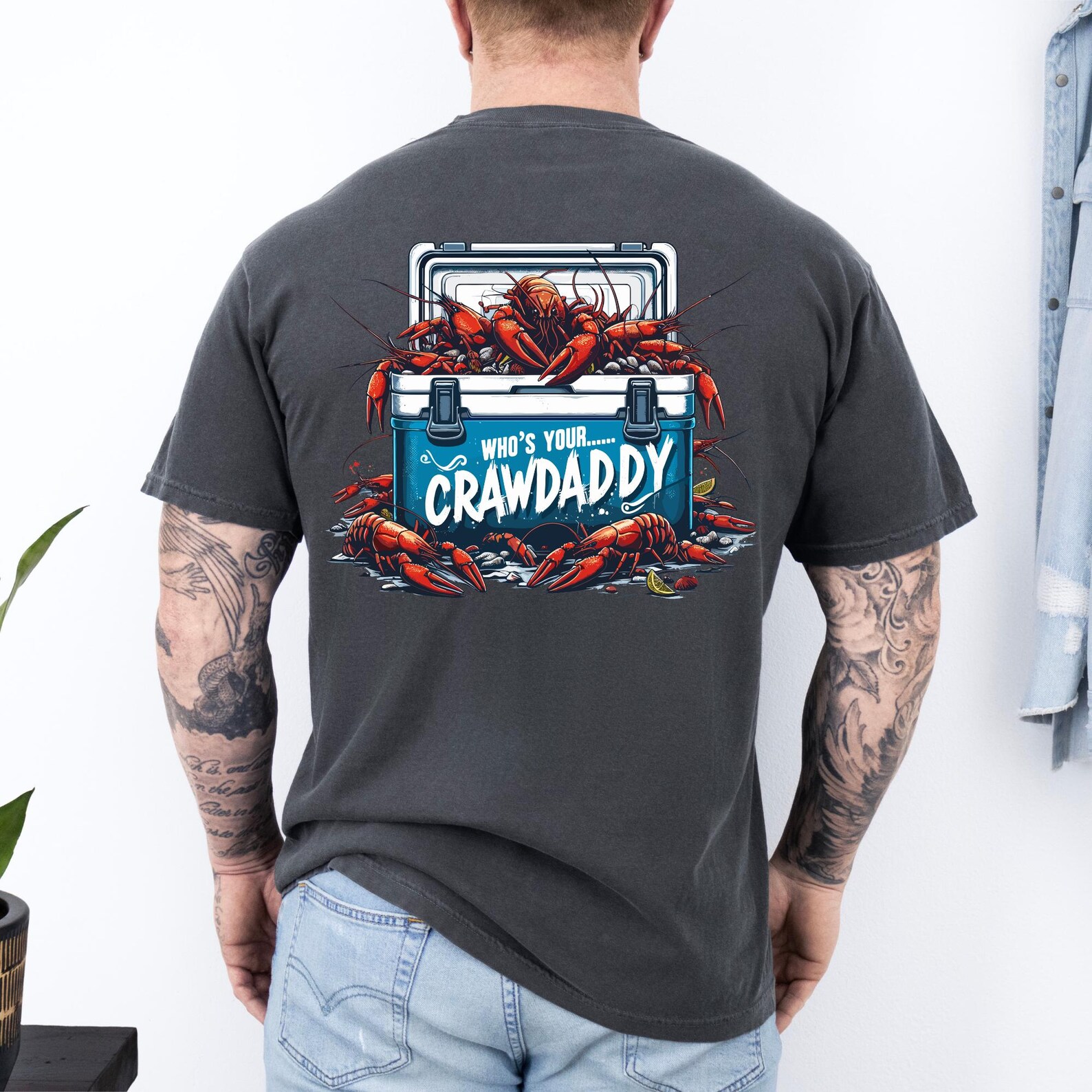 Who's Your Crawdaddy- Crawfish Humor Men's Graphic Tee- Printed Mardi ...