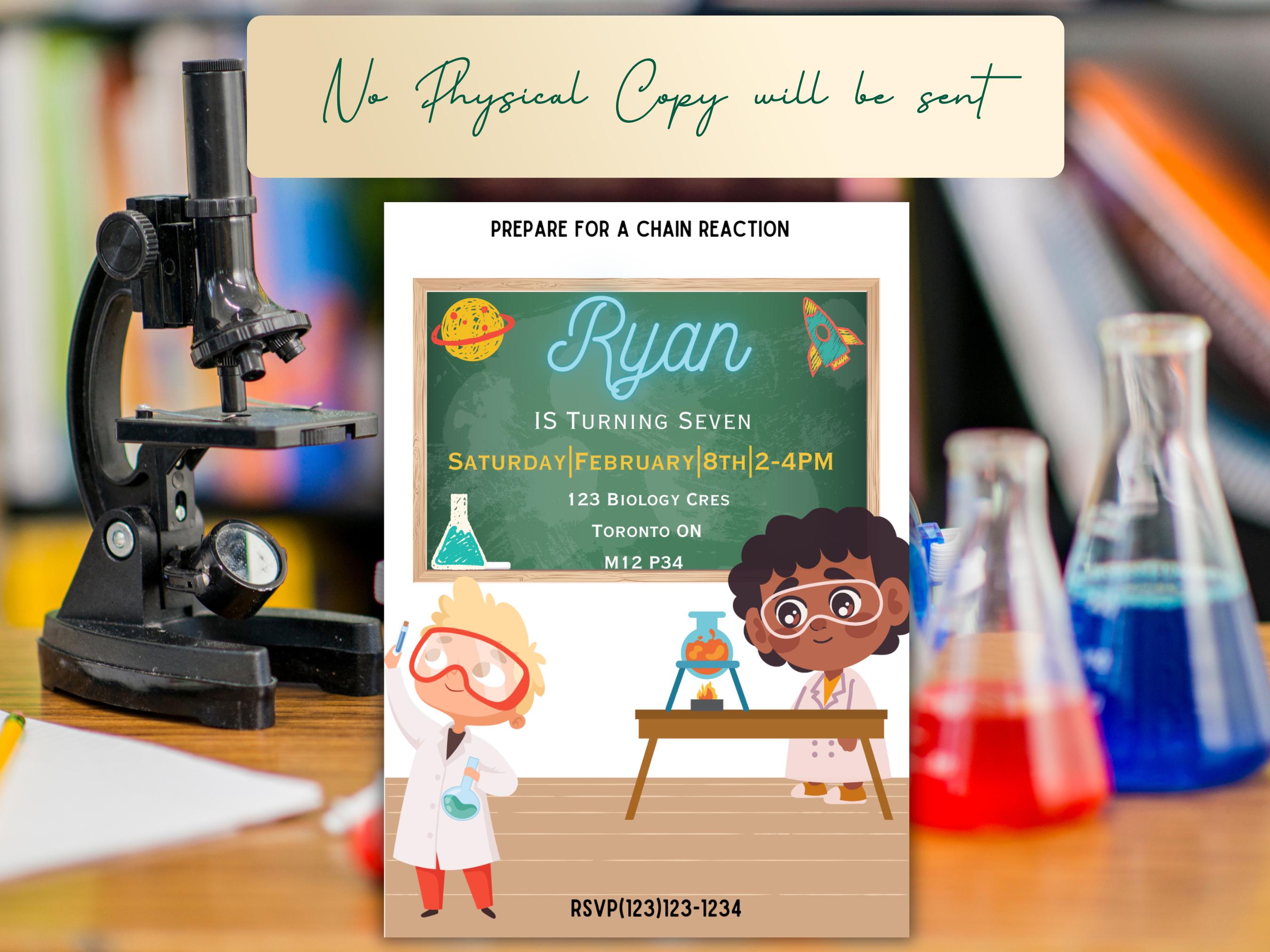 Editable Science Theme Party Invitation, Scientist Birthday Invite ...