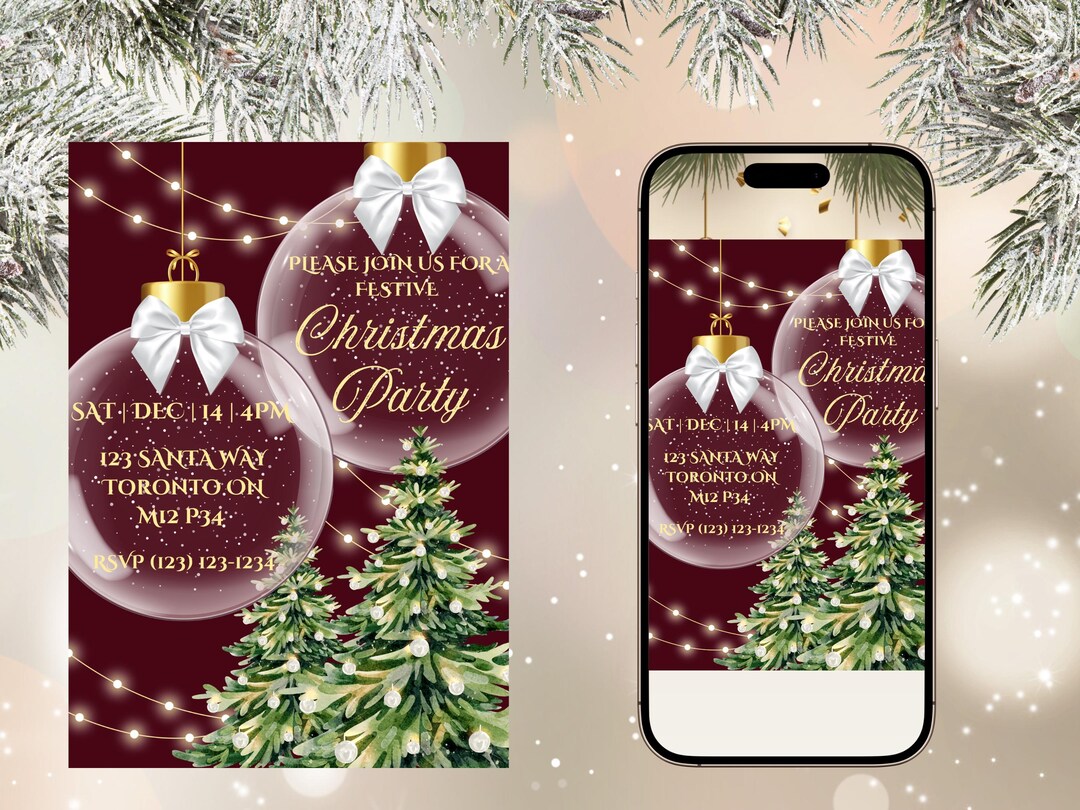 Editable Christmas Party Card - Etsy