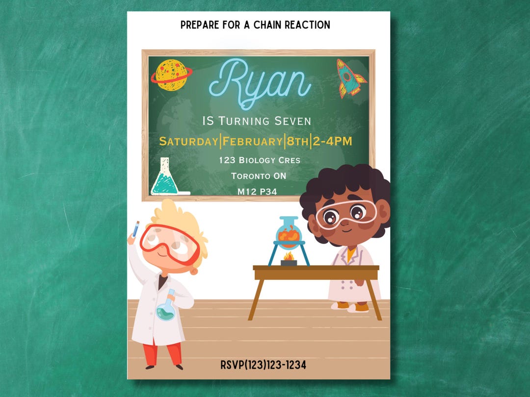 Editable Science Theme Party Invitation, Scientist Birthday Invite ...