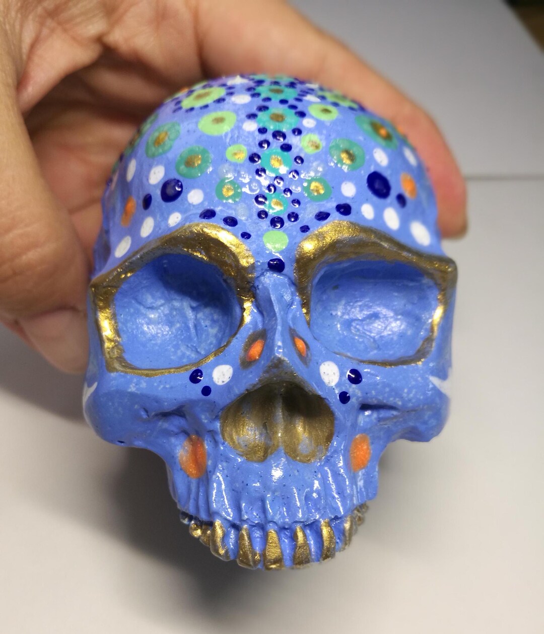 Calavera. Hand Painted Plaster Skull. Plaster, Acrylic Paints, Varnish ...