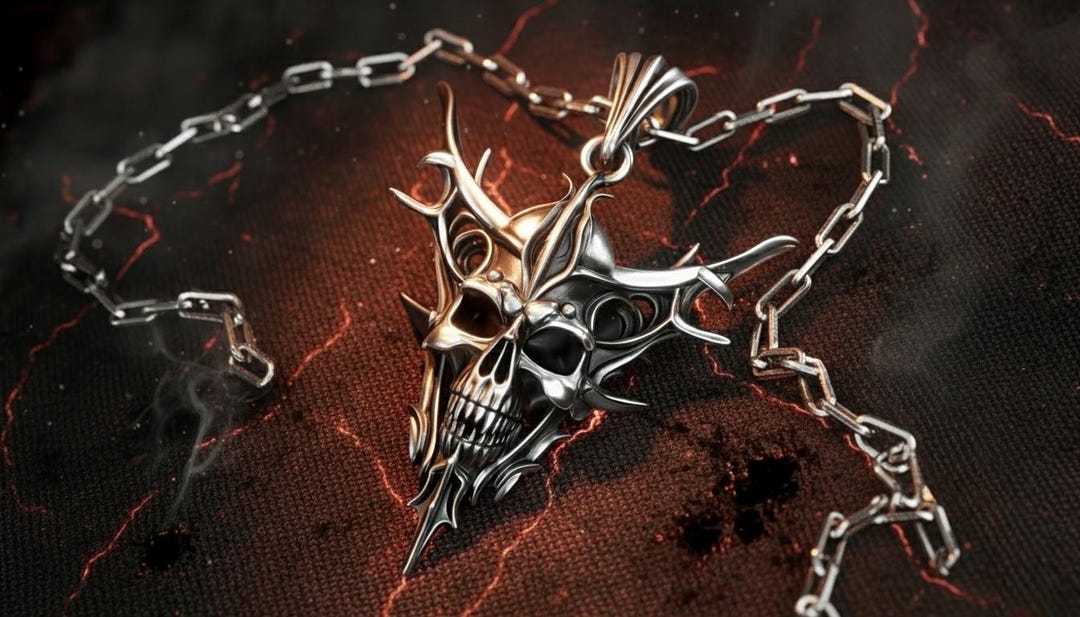 Sterling Silver Demon Skull Pendant – Gothic Fantasy Necklace - Etsy