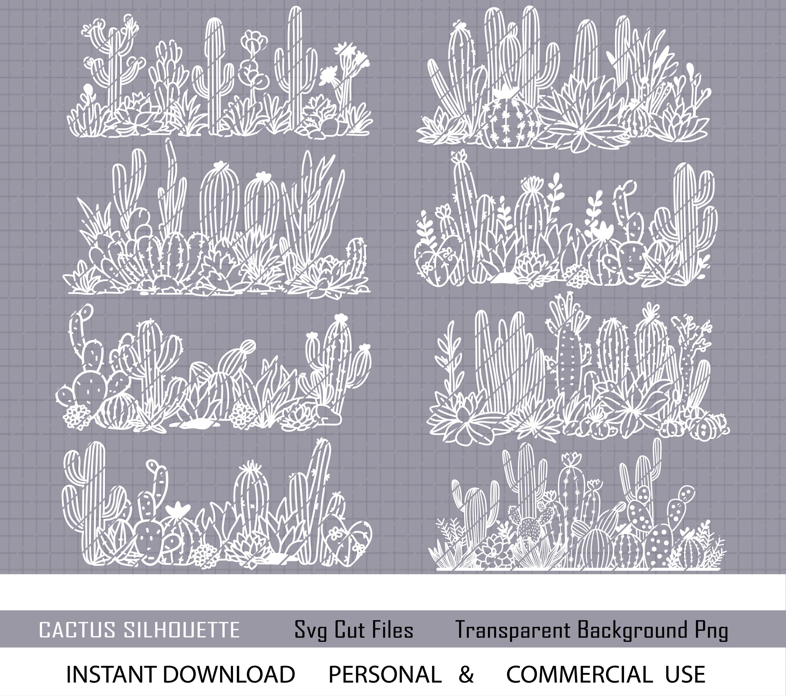 Cactus SVG File, Succulents SVG, Cactus Clipart, Cactus Border Svg ...