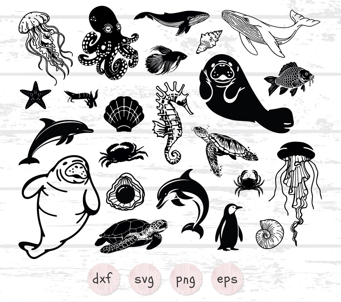 Sea Animals SVG Bundle, Ocean Animals Svg, Sea Life Cut File for Cricut ...