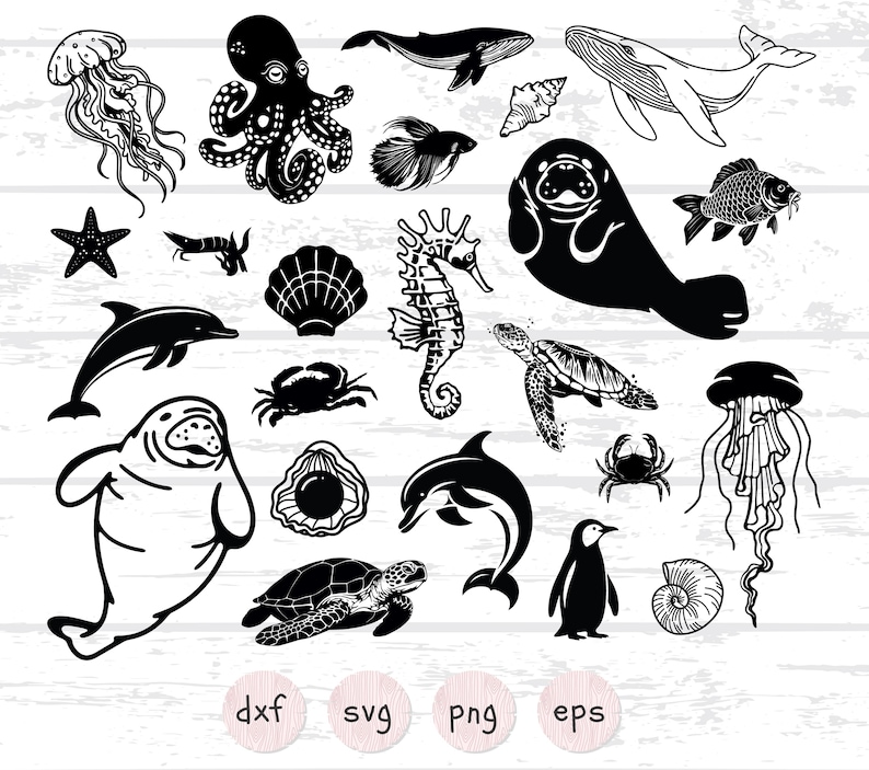 Sea Animals SVG Bundle, Ocean Animals Svg, Sea Life Cut File for Cricut ...